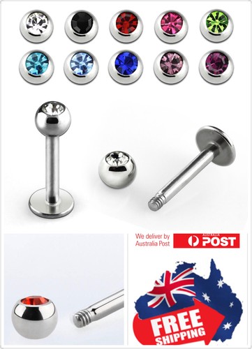 Stainless Steel 16g 14g Labrets Tragus Studs with color Ball Monroe Lip ...