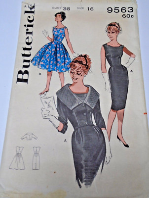 1950s Butterick 9563 Pattern Hepburn Dress SZ16 B36 Complete | eBay
