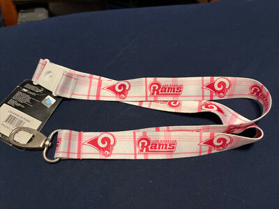 LOS ANGELES RAMS Pink Plaid Lanyard Keychain Reversible Licensed ...