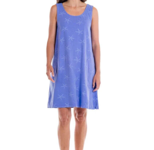 FRESH PRODUCE 2X Peri BLUE DRAPE STARFISH Jersey Cotton Tank SUN Dress ...