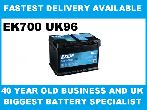 Exide EK700 096 AGM Car Van Battery 12V 70Ah 760A - Next Day Delivery ...