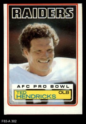 1983 Topps #302 Ted Hendricks Raiders DOUBLE-PRINT HOF Miami (FL) 8 ...