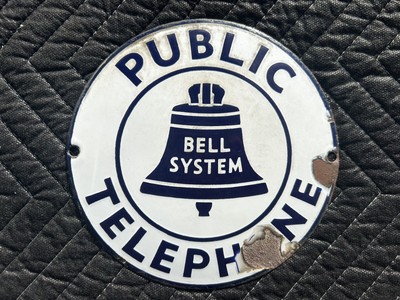 Original Bell System Public Telephone Convex Porcelain Sign | eBay