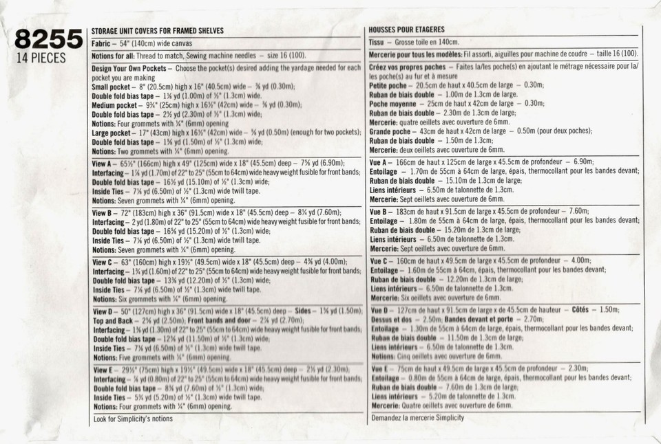 Simplicity 8255 Storage Unit Covers Sewing Pattern Uncut | eBay