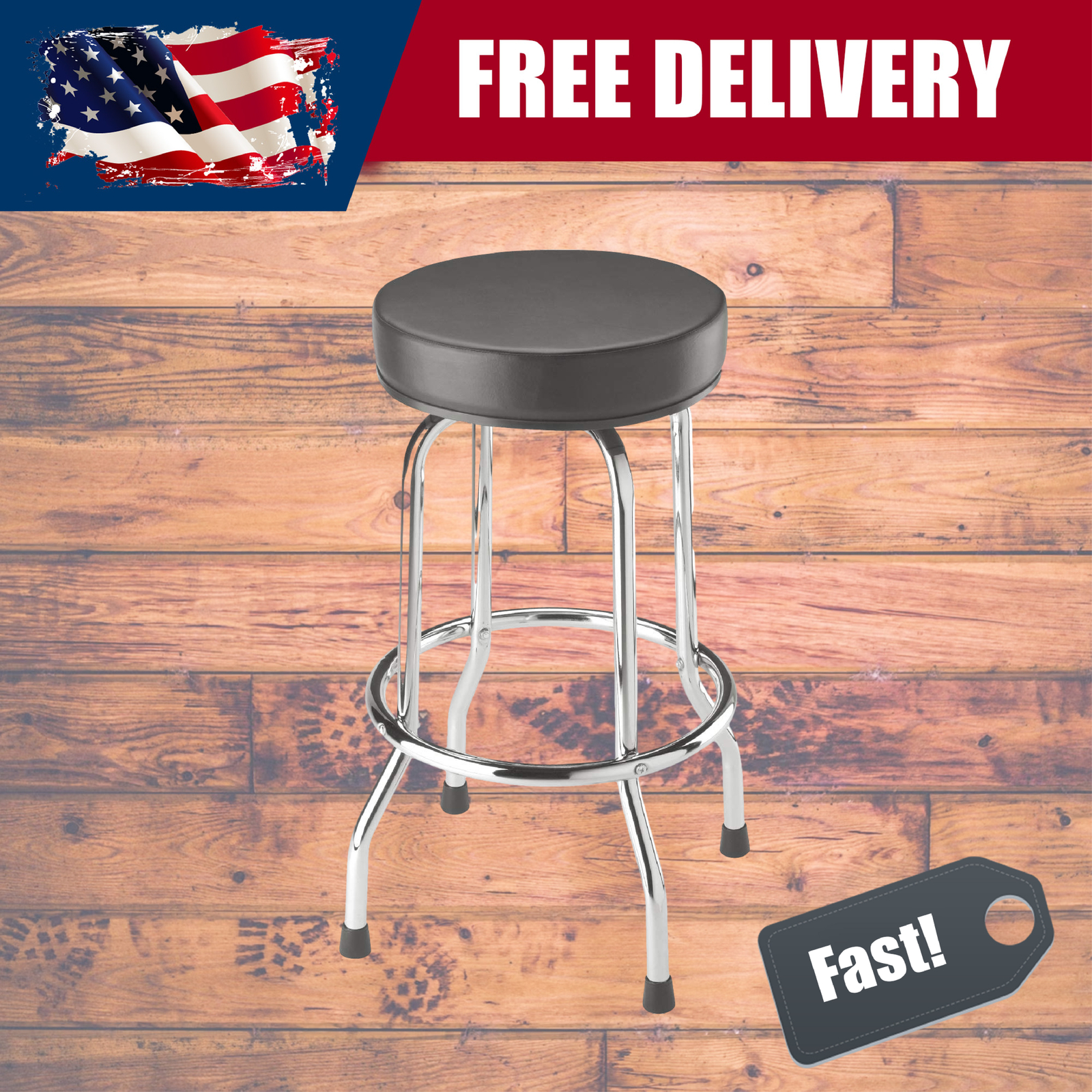 BIG RED Torin Swivel Bar Stool, Padded Garage Shop Seat with Plated ...