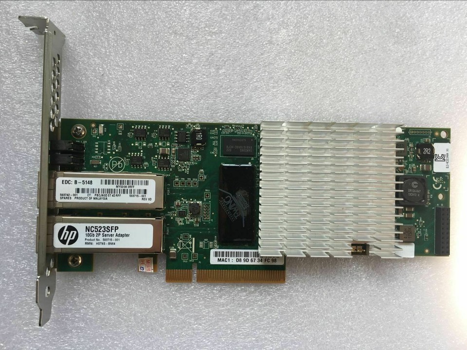 HP NC523SFP NC552SFP OCE11102 Dual Port Ethernet 10GbE SFP+ PCI-E NIC ...