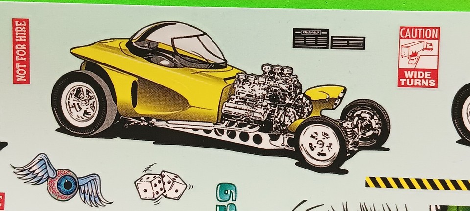 Rat Fink Big Daddy Ed Roth Waterslide Decal Sheet 6x18 1/25 AMT Semi ...