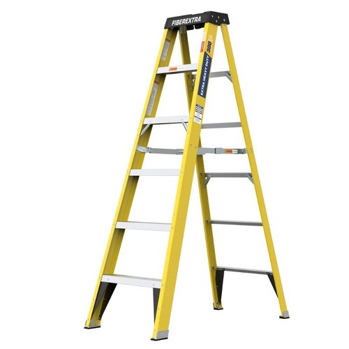 Simple Foldable Single-Sided Fiberglass Step Ladder 6-Step 300LBS ...