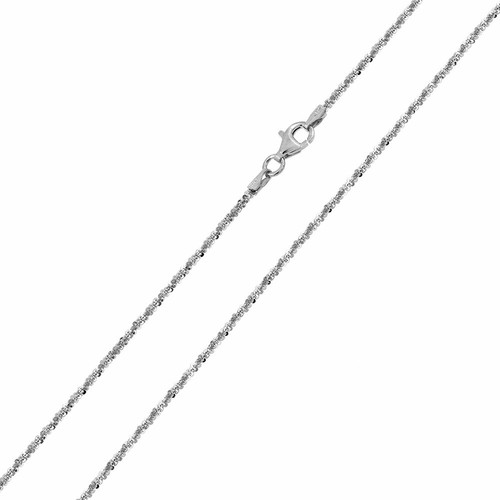 1.5mm to 3mm Sterling Silver Twisted Sparkle ROCK Chain Necklace, Made ...