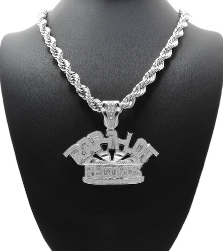 HIP HOP ICED RAP-A-LOT RECORDS PENDANT & 8mm 18" 20" 24" 30" ROPE CHAIN ...