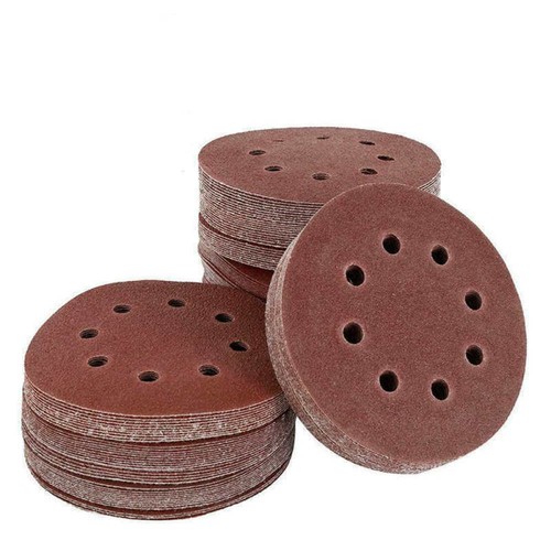 100pcs Velcro Sanding Discs Ø 125mm 8 Hole Eccentric Sandpaper K40-180 ...
