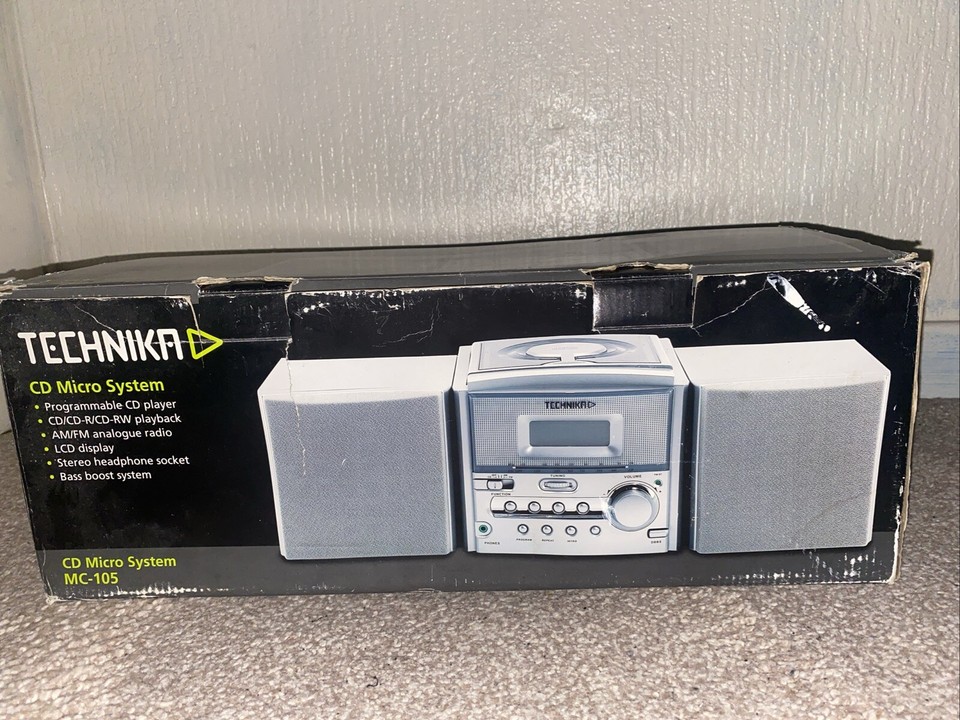 SILVER TECHNIKA {MODEL MC-105 ) CD STEREO MUSIC CENTRE & SPEAKERS (READ ...