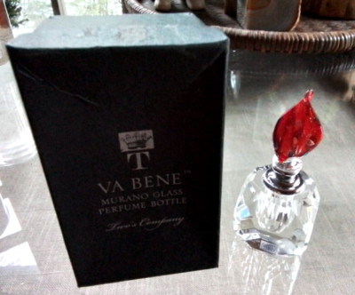 Va Bene Two's Company Faceted Murano Glass Perfume Bottle - Clear & Red ...
