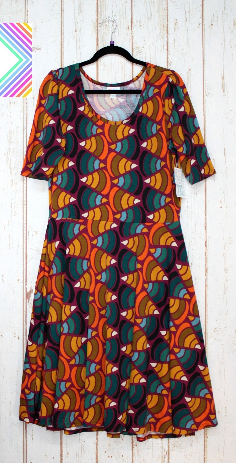 LuLaRoe Nicole Fit & Flare Dress Candy Corn Fall Colors Plus Size 2XL ...