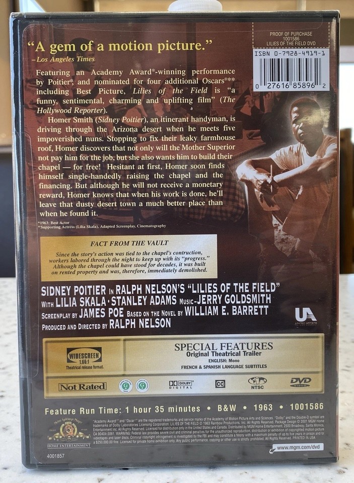 Lilies Of The Field (DVD, 1963 Film) Lilia Skala Sidney Poitier SEALED ...