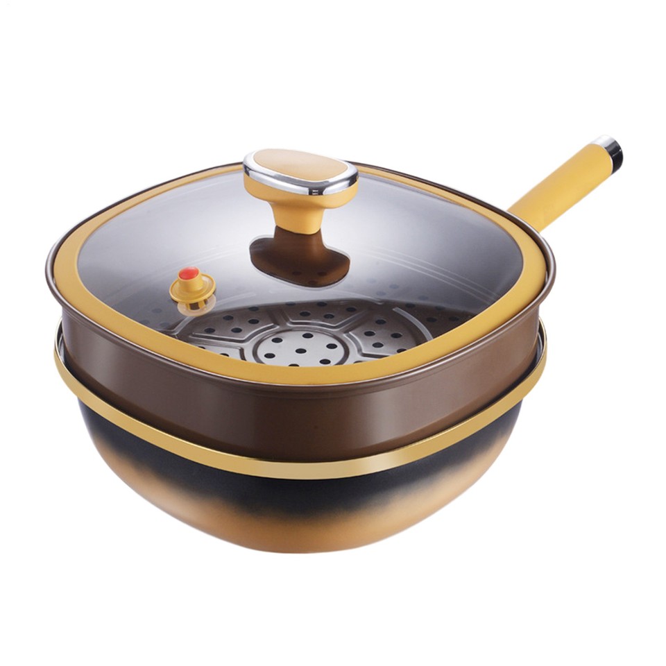 Large Deep Frying Pan With Glass Lid Non Stick Saute Fry Pan 12in ...