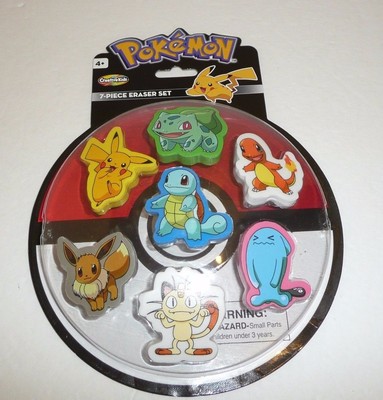 Back to School Pokemon 7 Erasers Set Pikachu Squirtle Eevee Meowth ...