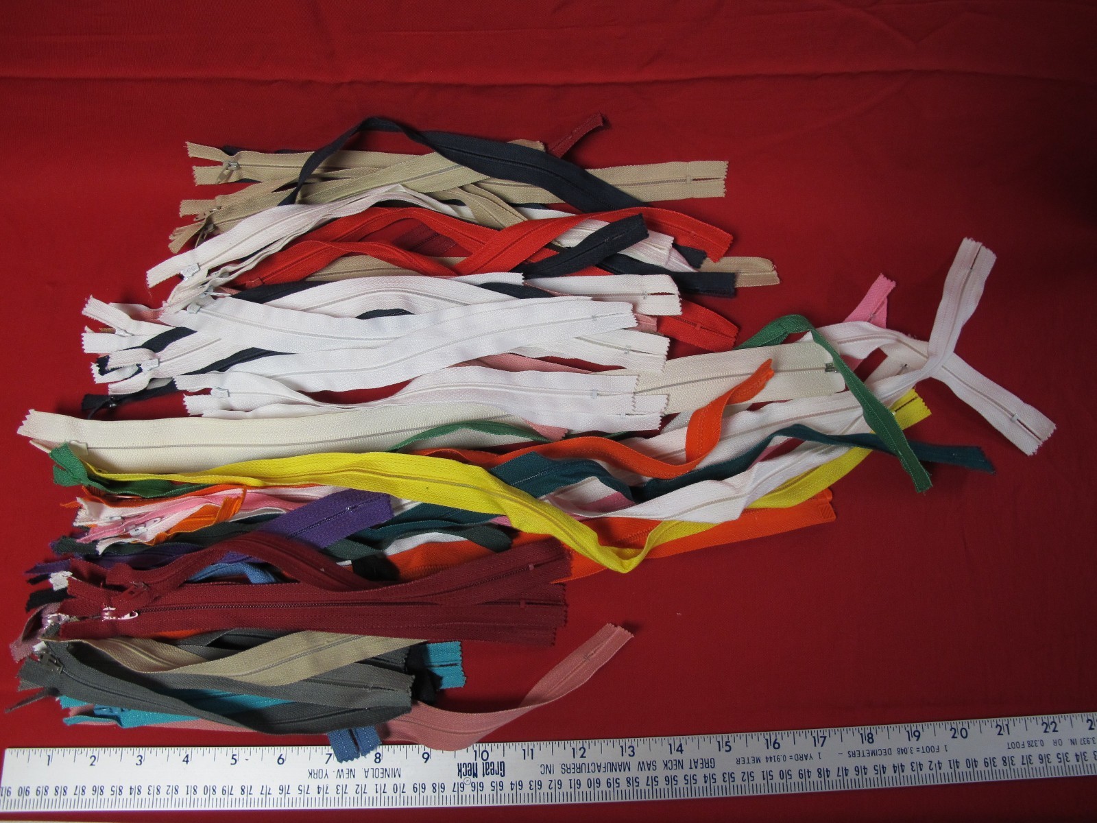 vintage zipper lot 55 Metal Poly Assorted Sizes & Colors Talon 4" to 24 ...