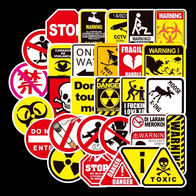 50Pcs Warning Laptop Sticker Bomb Luggage Skateboard Guitar Vinyl Decal ...
