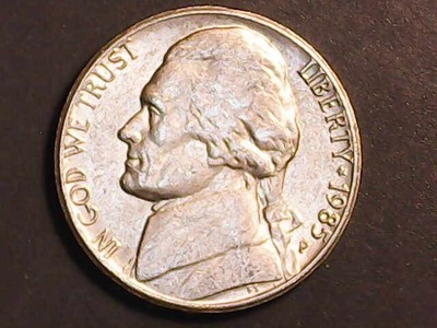 1985 P Jefferson / Memorial Nickel - BU - Circulated in very nice ...