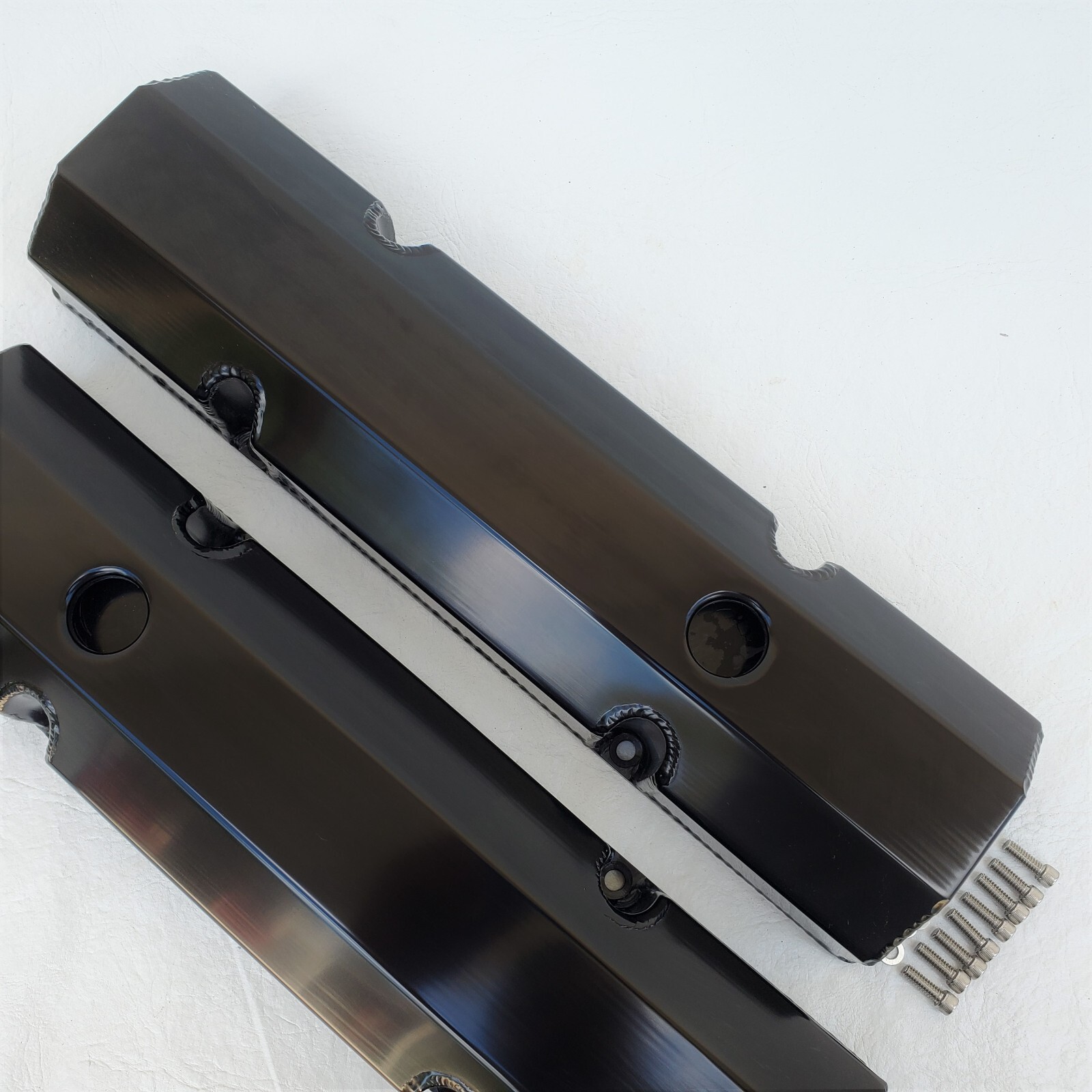 Small Block Chevy Black Aluminum Fabricated Valve Covers SBC 283 305 ...