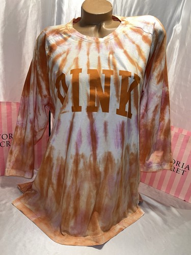 Victoria Secret PINK Boyfriend Shirt Orange And Pink XXL Super Cute | eBay