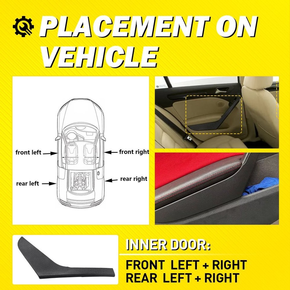 For VW Golf MK6 2010-2013 Black Inner Door Armrest Handle Cover Trim ...