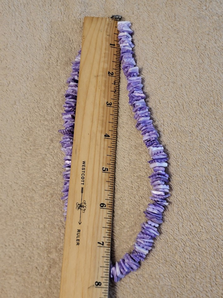 White & Light Purple Puka Shell Chips Necklace 17' from clasp to clasp ...