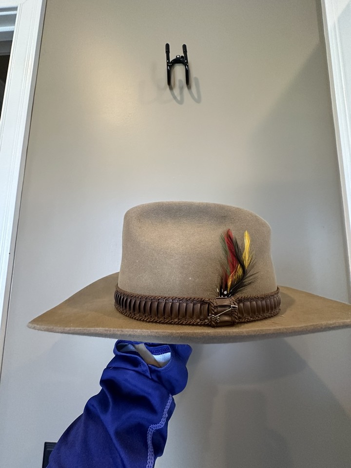 Stetson Vintage 7 1/2 Cowboy Ranch Hat JBS Brand Pin 4x Beaver Felt ...