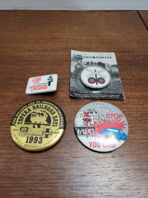 Lot Pinback Buttons Topeka Railroad Days, Trains can't stop, Railroad ...