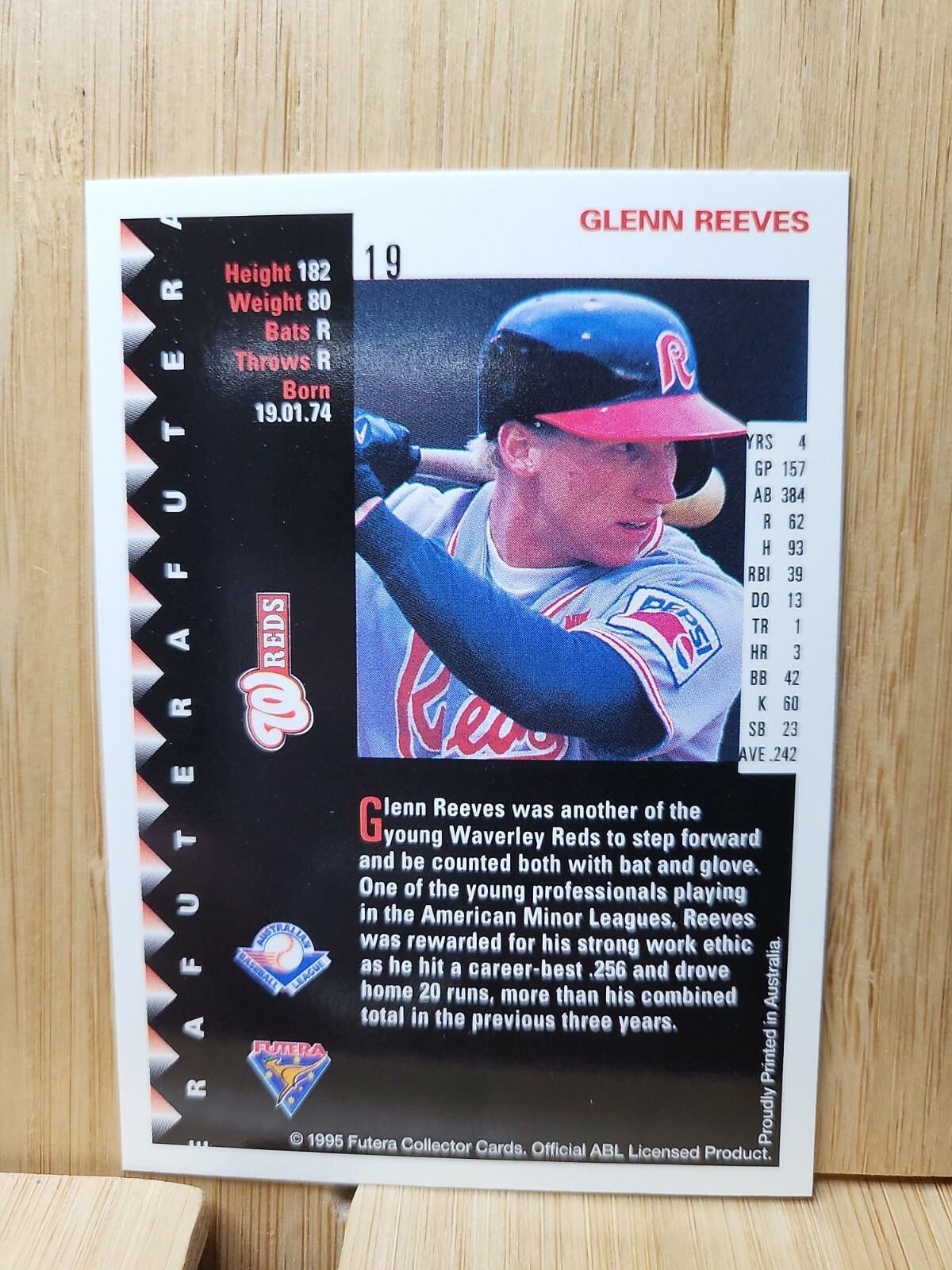 GLENN REEVES🏆 1995 Futera REDS #19 ABL Baseball Card 🏆 FREE POST | eBay