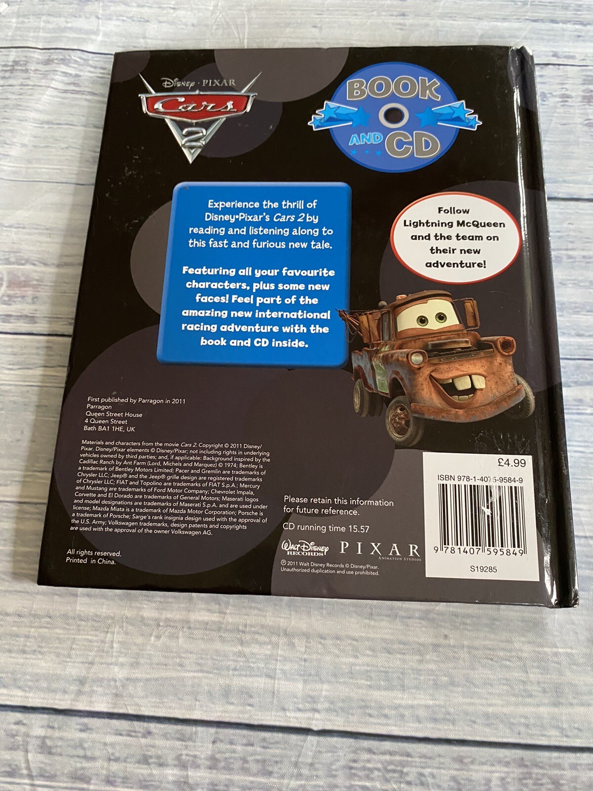 Disney Pixar Cars 2 Book and CD Original Movie Voices and Sounds 2011 ...