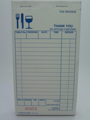 Zions 15D- Carbonless Duplicate Restaurant Docket Book 15D* | eBay
