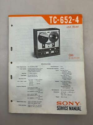 Sony TC-652-4 Original Service Manual Free Shipping | eBay