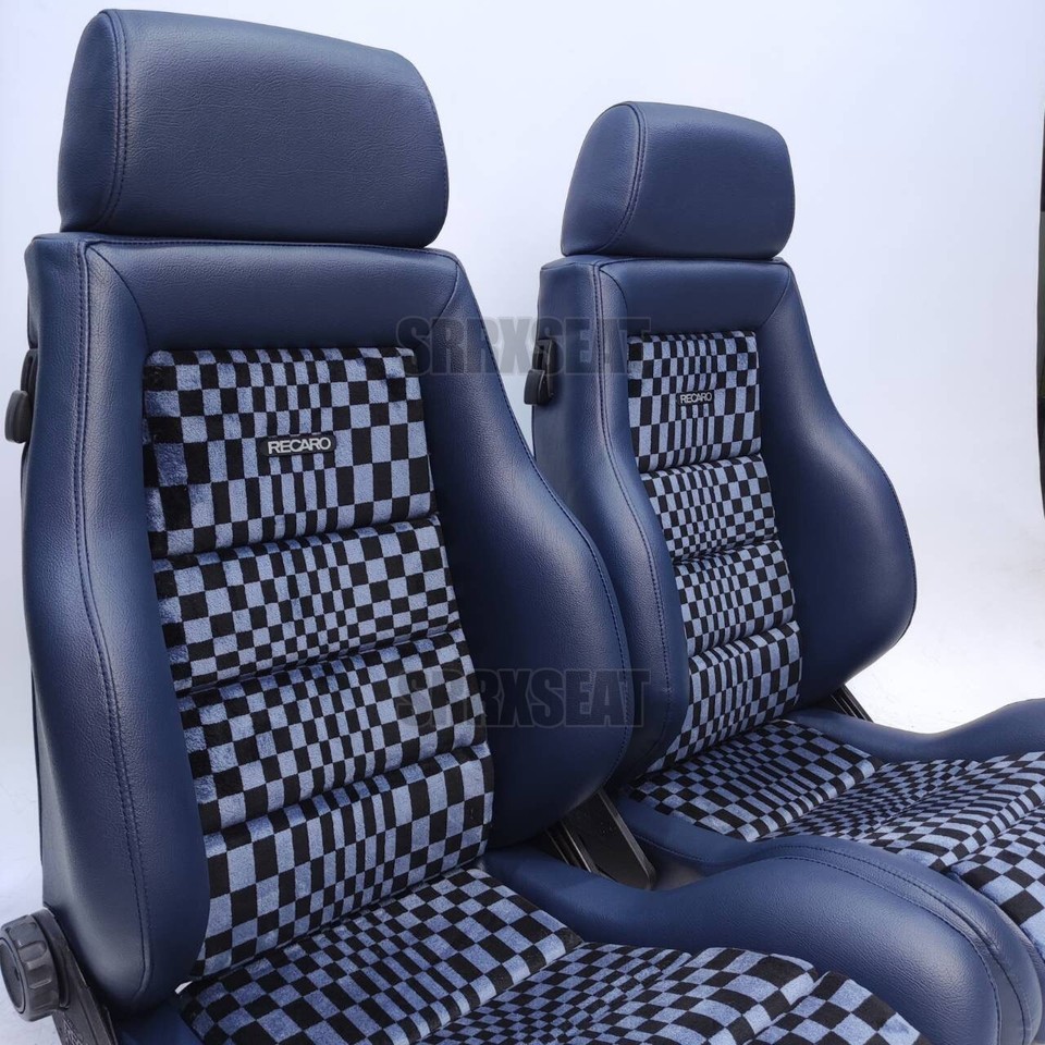 Authentic Recaro LSC Blue Checkerboard Retro 1 PAIR Passenger Side ...