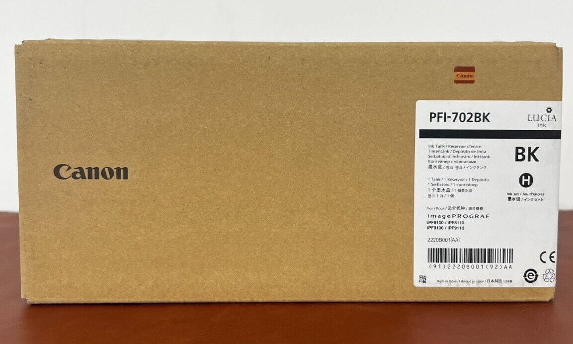 Genuine OEM Canon PFI-702Bk Black Ink 2220B001AA IPF8100 9100 2016 ...
