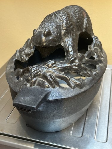John Wright Cast Iron Black Bear Wood Burning Stove Top Steamer ...