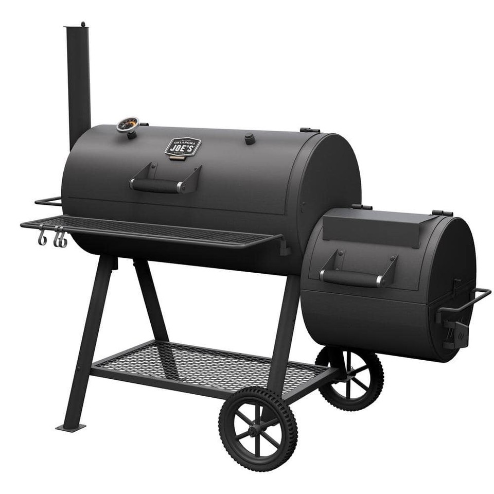 Highland Offset Charcoal Smoker and Grill in Black w/900 sq."Cooking ...