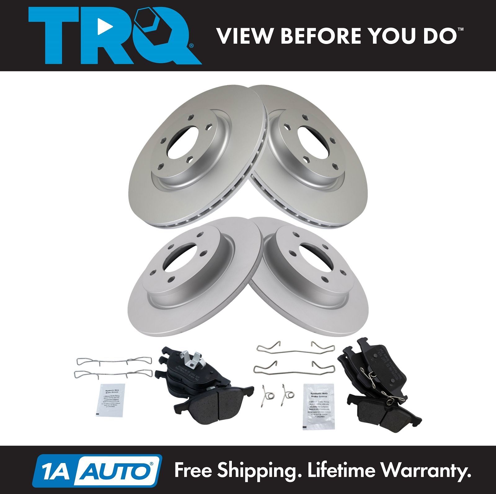 TRQ Semi Metallic Brake Pad & Coated Rotor Front & Rear Kit for Mazda 3 ...