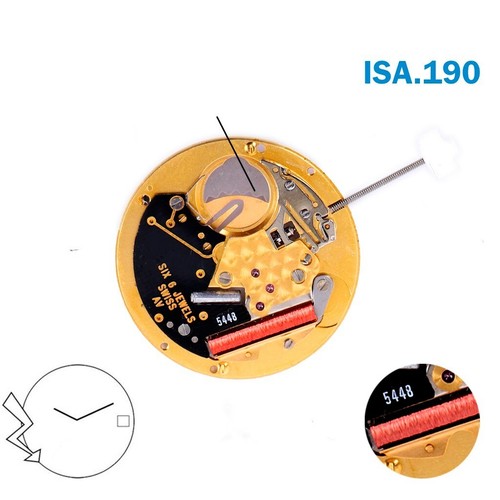 ISA 190 Swiss Watch Movement, 2Hands, White Date Disk at 3, Decorated ...