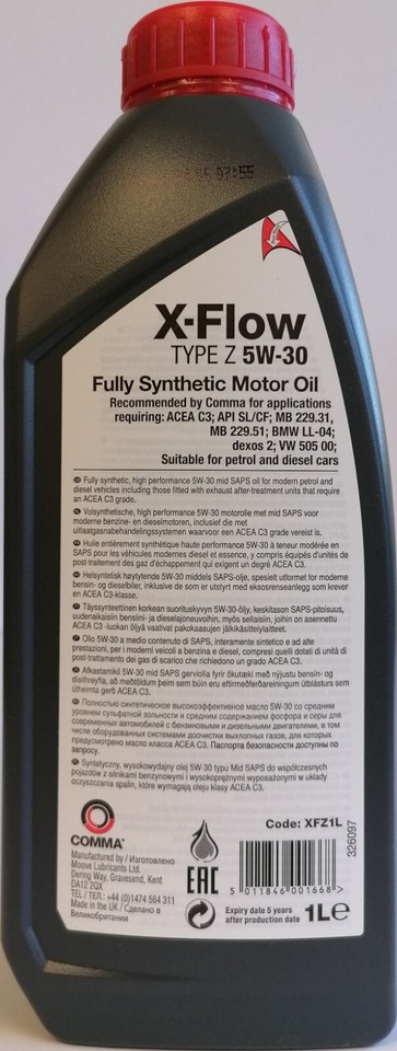 Comma X-Flow Type Z 5w-30 Fully Synthetic Motor Oil - 1 Litre 1L | eBay UK