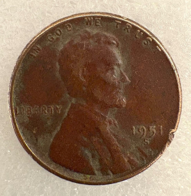 RARE 1951 S Wheat Penny Coin Cracks on Rim, L Close to Edge and More to ...