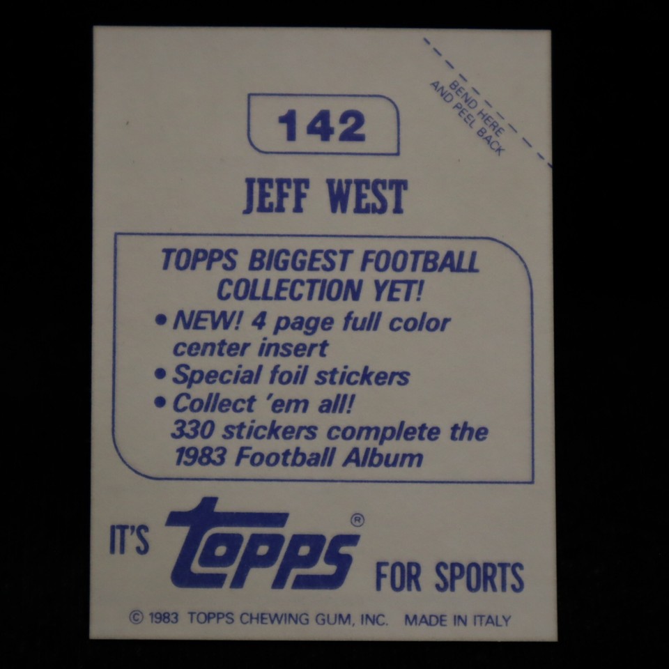 1983 Jeff West Seattle Seahawks Topps Sticker #142 | eBay