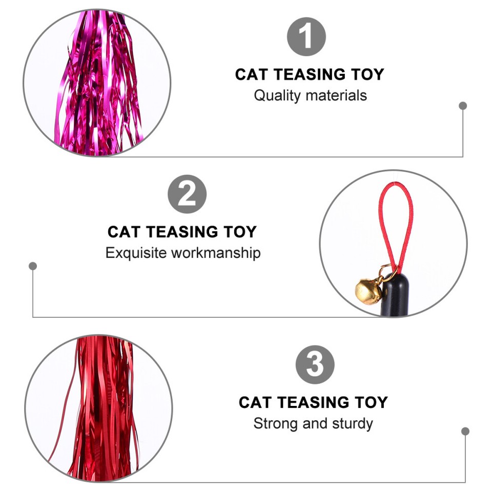10PCS Funny Cat Teaser Replacement Refills with Bell Cat Wand Kitten ...