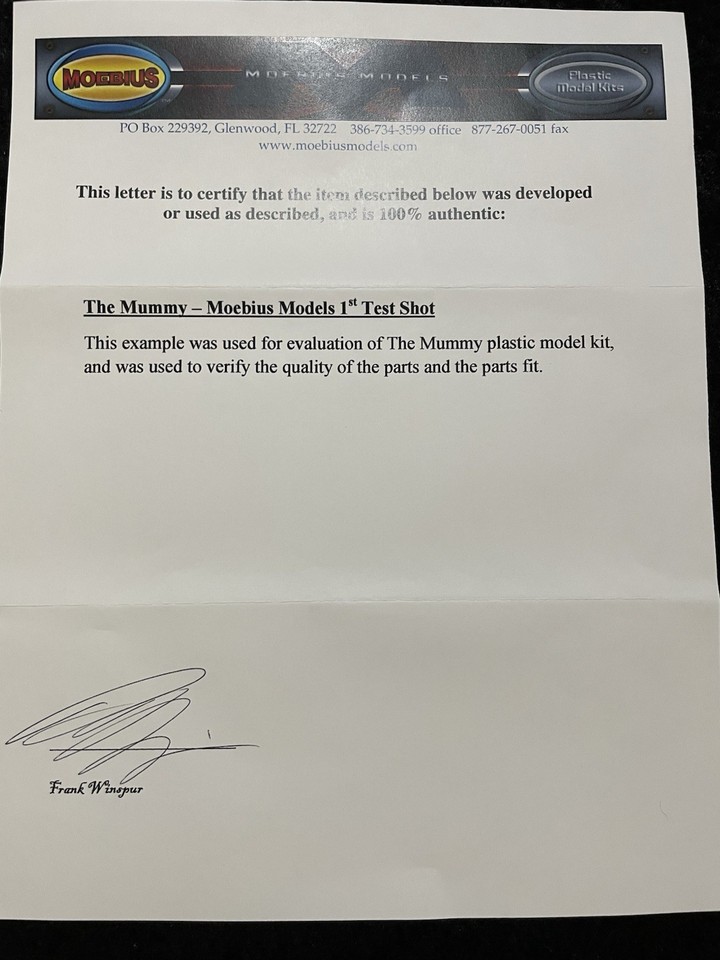 Rare 1st TEST SHOT Moebius Mummy. Large Model Kit. | eBay