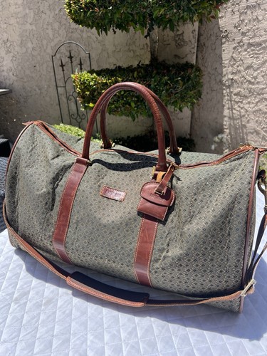 Hartmann Wings Diamond Jacquard Canvas Leather Weekender Travel Duffle ...