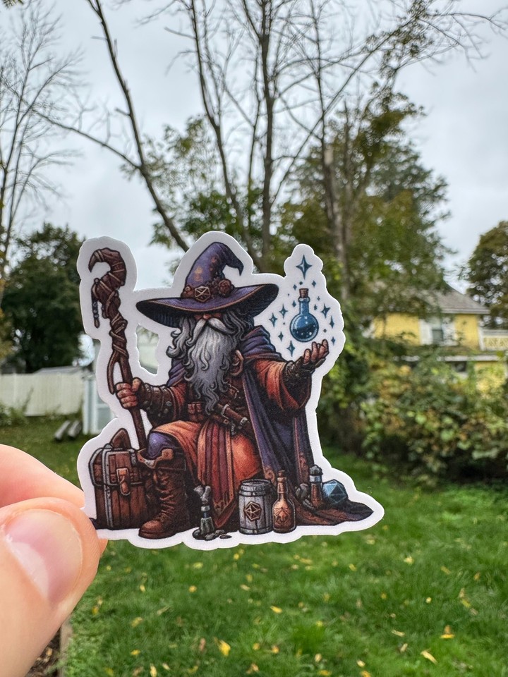 Enchanted Wizard Tabletop Game Sticker | Fantasy RPG Die-Cut Decal ...