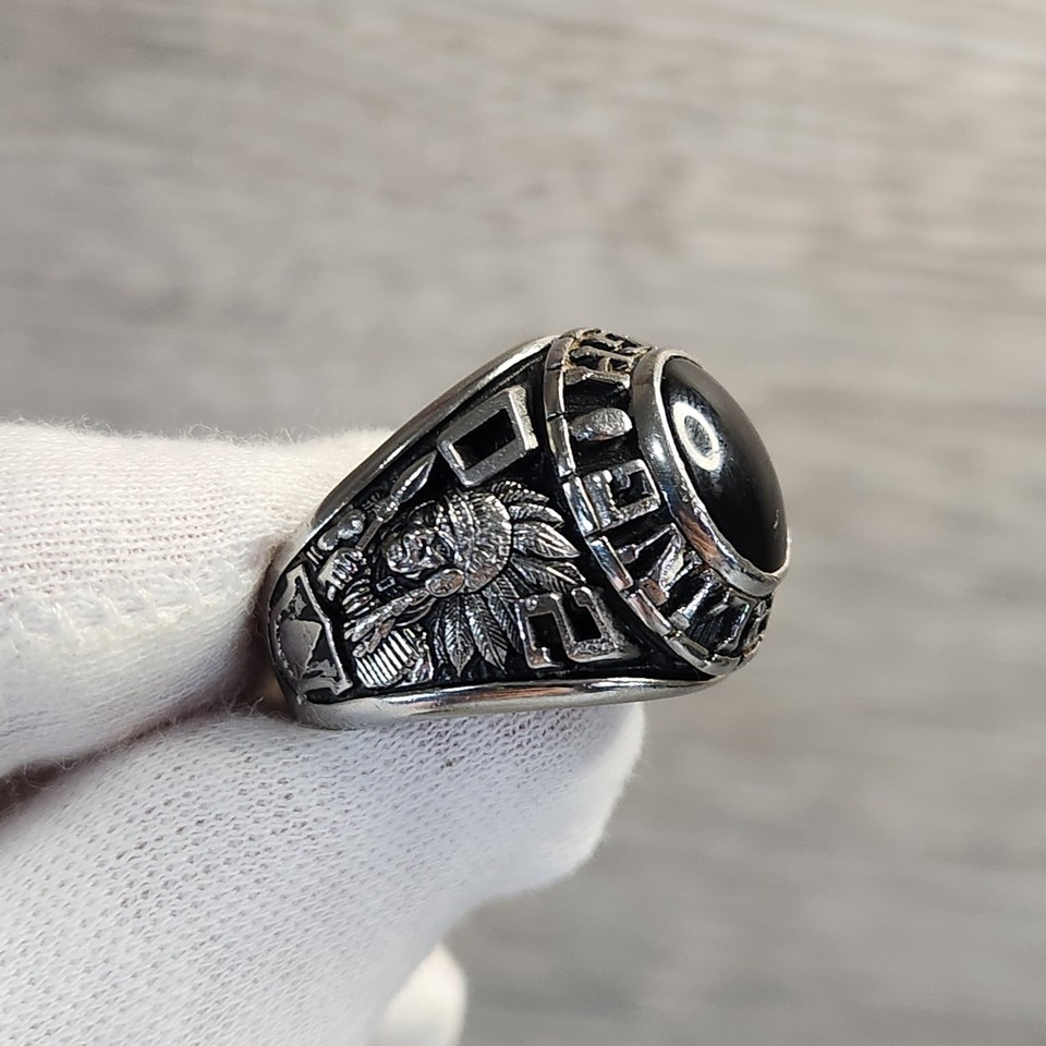 2002 Black Onyx Class Ring Sterling High School Size 9.25 Keystone Val ...