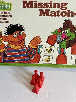 5 Vintage Sesame Street Missing Match Ups Board Game Replacement Red ...