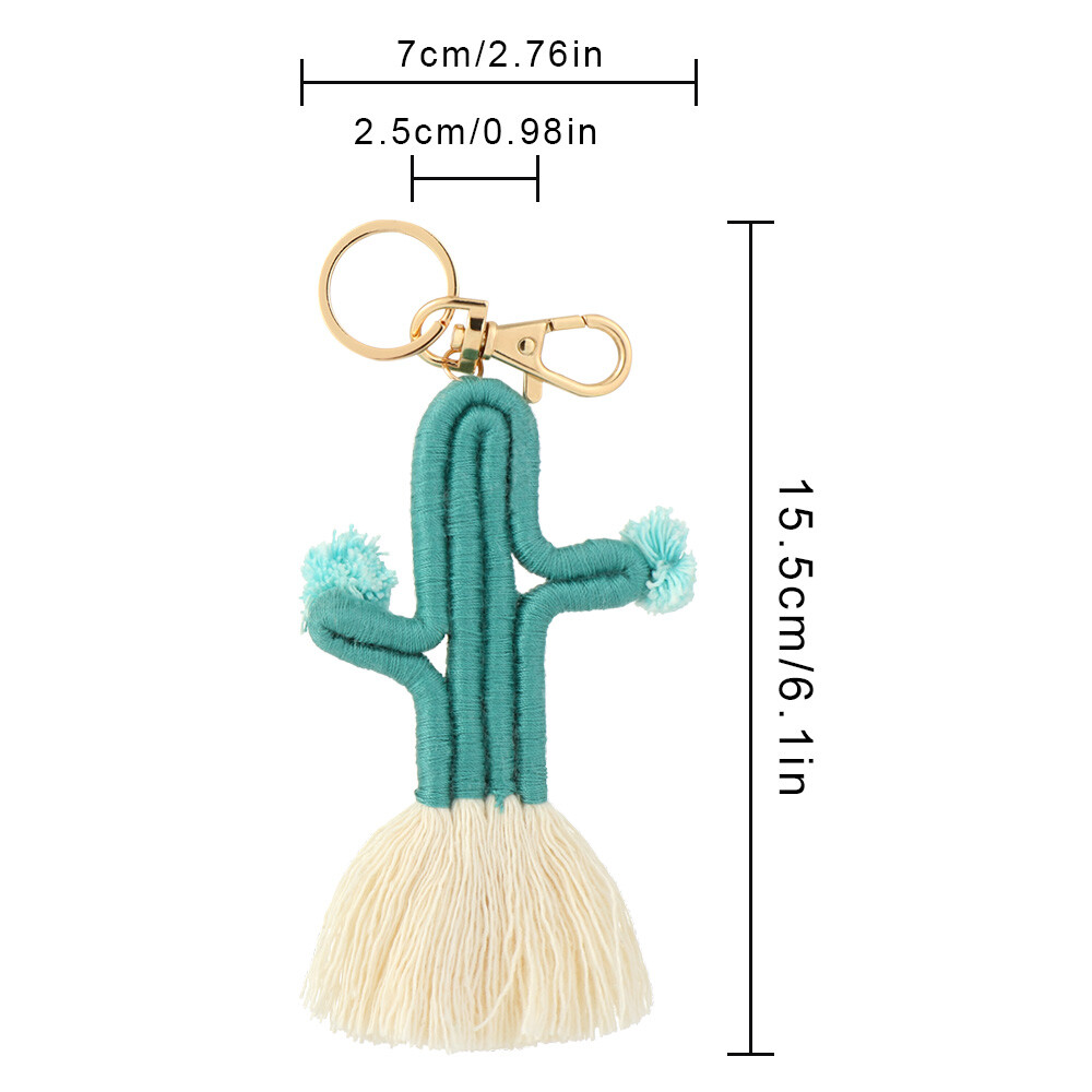 Made Car Key Holder Cotton Rope Cactus Keyring Cactus Key Chain Tassel ...